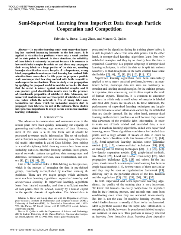 (PDF) Semi-supervised learning from imperfect data through particle cooperation and competition