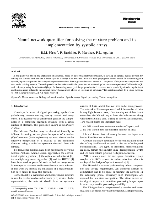 (PDF) Neural network quantifier for solving the mixture problem and its implementation by ...
