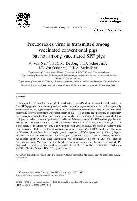 (PDF) Pseudorabies virus is transmitted among vaccinated conventional ...
