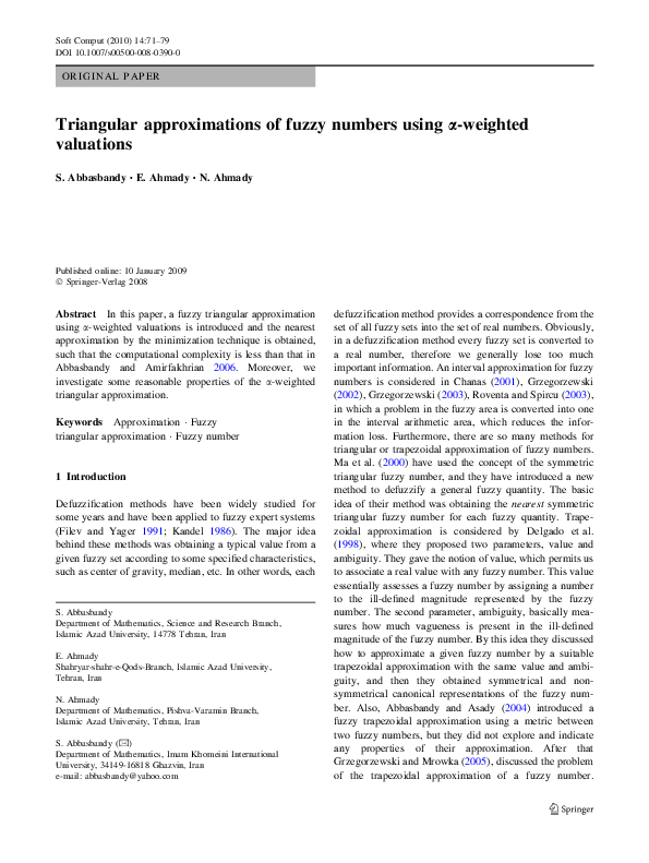 Pdf Fuzzy Triangular Approximations Via Alpha Weighted Valuations