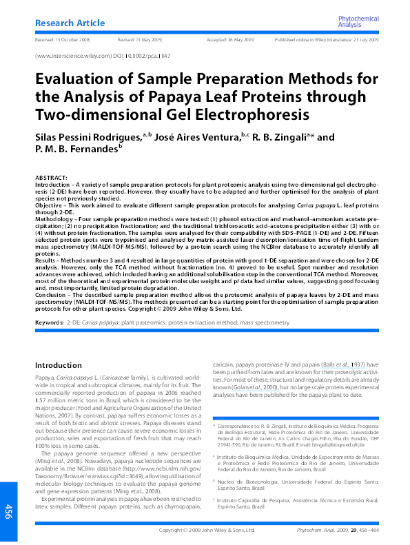 (PDF) A comparison of tissue preparation methods for protein extraction ...