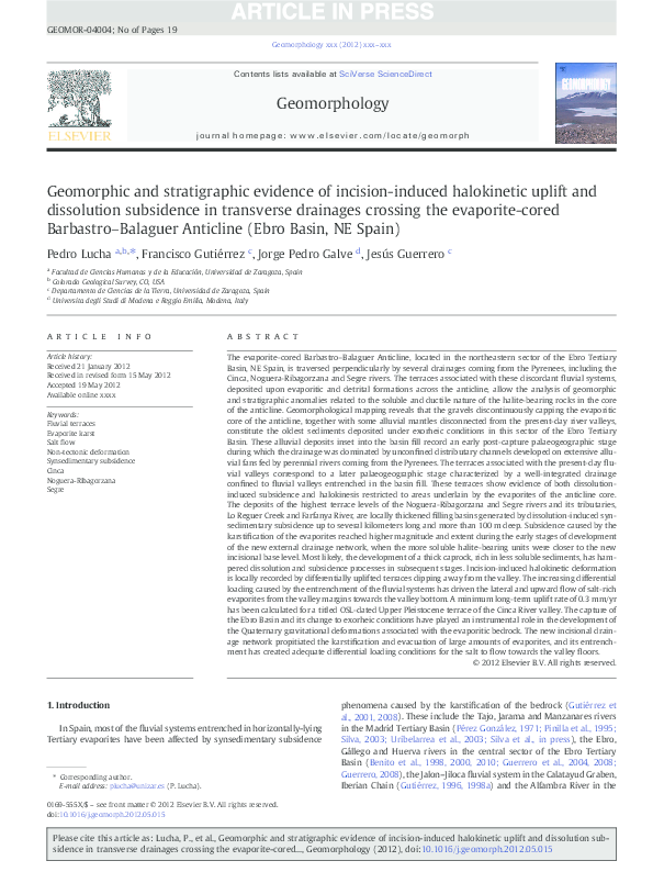 (PDF) Geomorphic and stratigraphic evidence of incision-induced ...