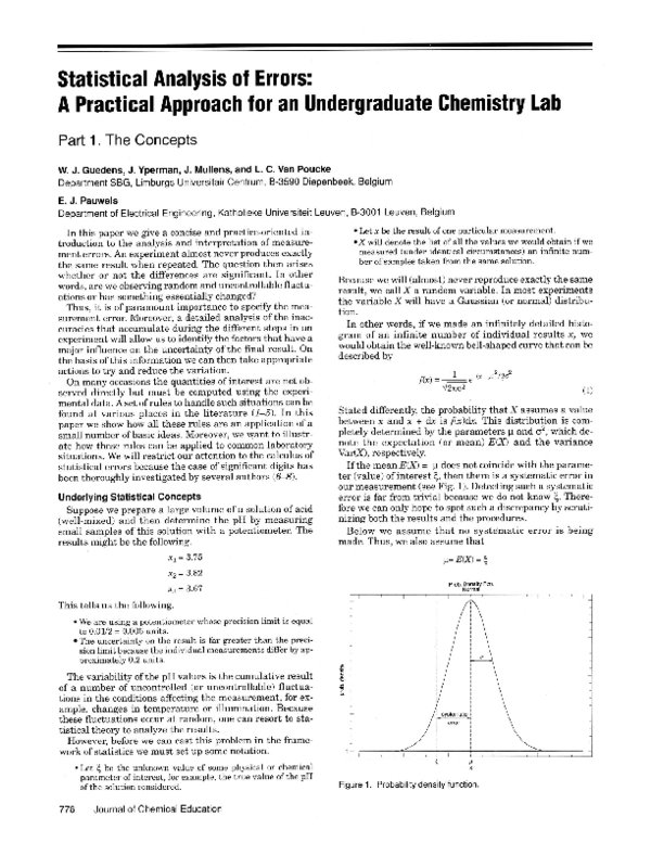 (PDF) Statistical analysis of errors: A practical approach for an ...