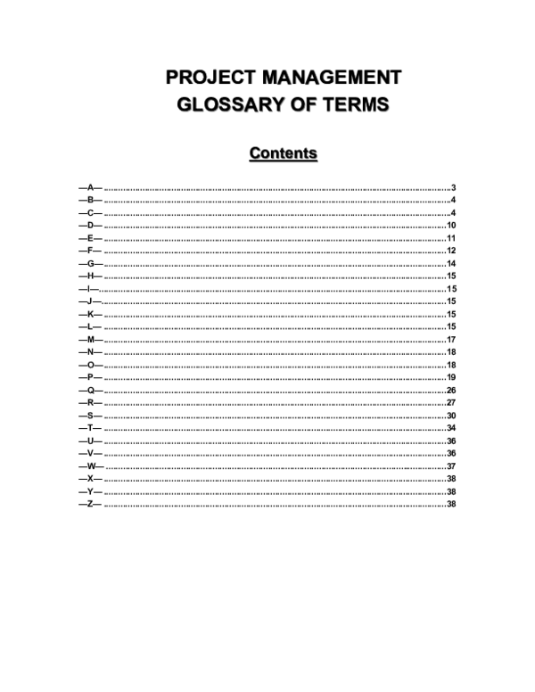 (PDF) project management Glossary