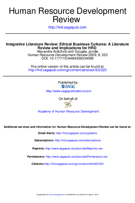 (PDF) Integrative Literature Review: Ethical Business Cultures: A ...