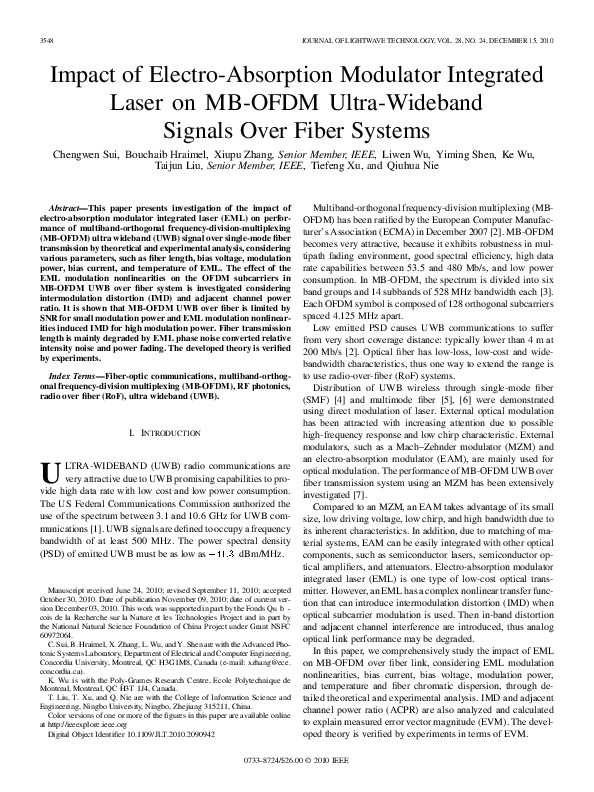 (PDF) Impact of Electro-Absorption Modulator Integrated Laser on MB ...