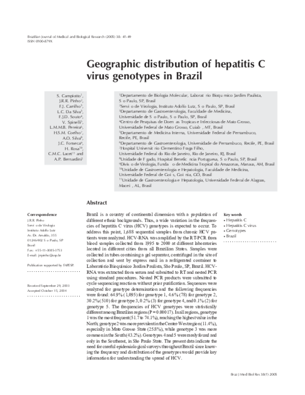 (PDF) Geographic distribution of hepatitis C virus genotypes in Brazil