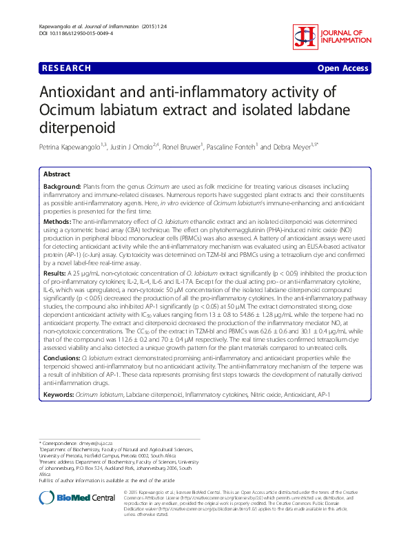 (PDF) Antioxidant and anti-inflammatory activity of Ocimum labiatum ...
