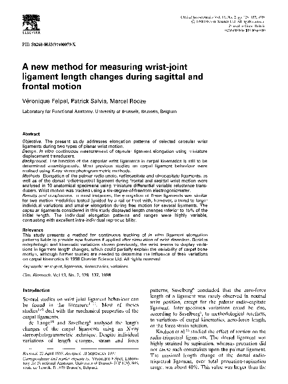 (PDF) A new method for measuring wrist-joint ligament length changes ...