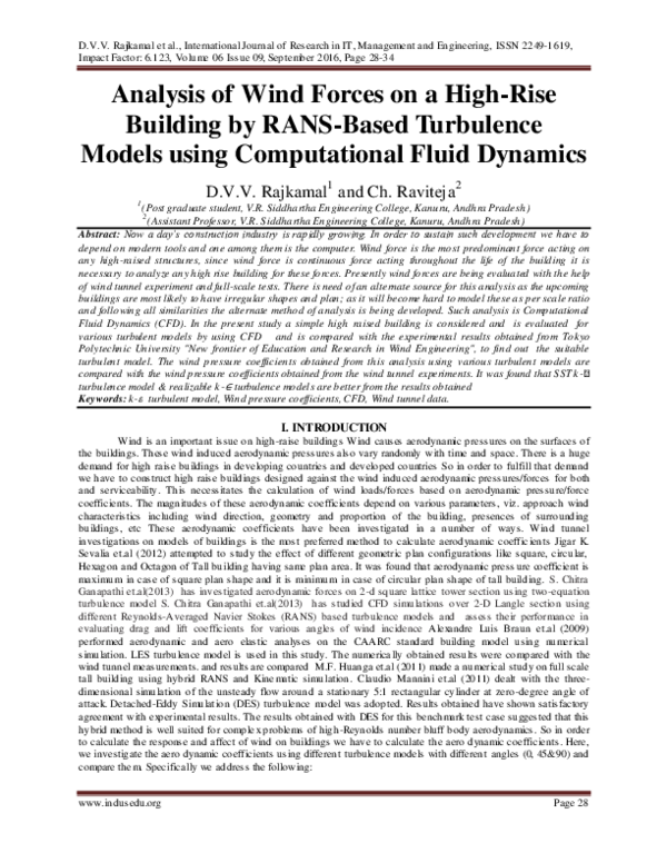 (PDF) Analysis of Wind Forces on a High-Rise Building by RANS-Based Turbulence Models using ...