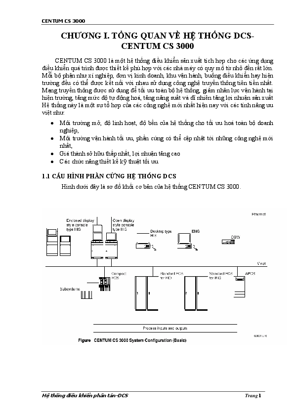 (PDF) CHƯƠNG I. TỔNG QUAN VỀ HỆ THỐNG DCS- CENTUM CS 3000