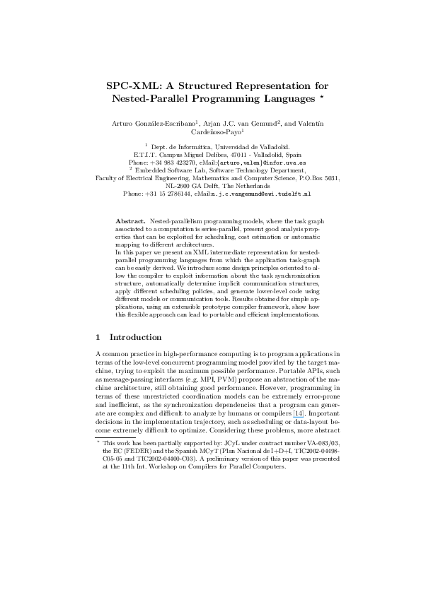 Pdf Spc Xml A Structured Representation For Nested Parallel