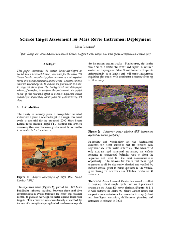 (PDF) Science target assessment for Mars rover instrument deployment