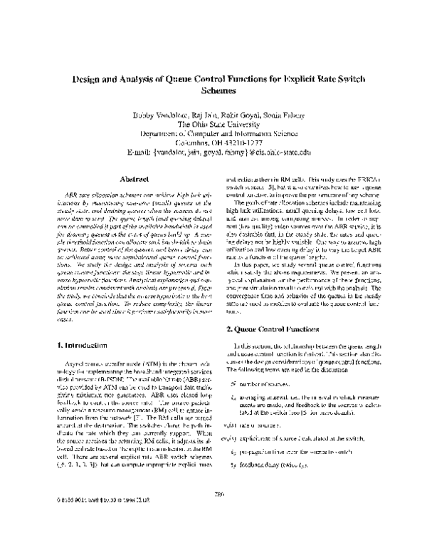 Pdf Design And Analysis Of Queue Control Functions For Explicit Rate
