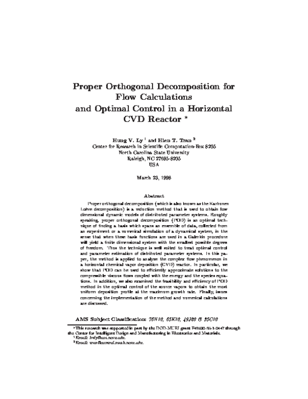 (PDF) Proper Orthogonal Decomposition for Flow Calculations and Optimal ...