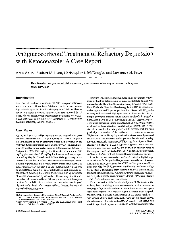 (PDF) Antiglucocorticoid treatment of refractory depression with ...