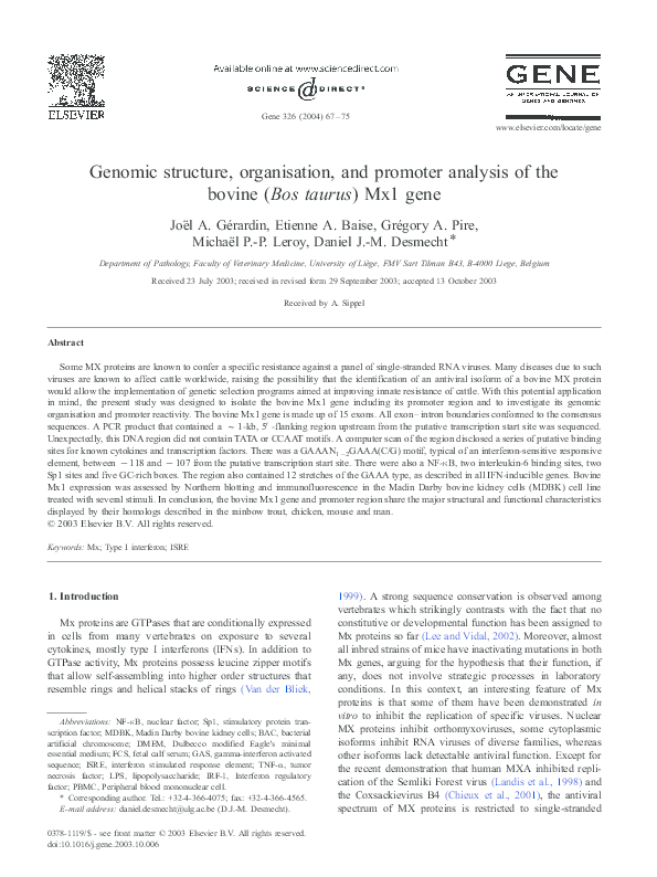 (PDF) Genomic structure, organisation, and promoter analysis of the ...