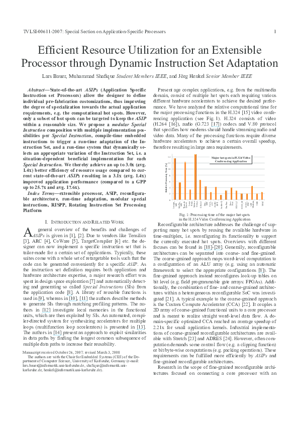 Pdf Efficient Resource Utilization For An Extensible Processor Through Dynamic Instruction Set