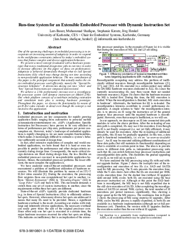 Pdf Run Time System For An Extensible Embedded Processor With Dynamic Instruction Set
