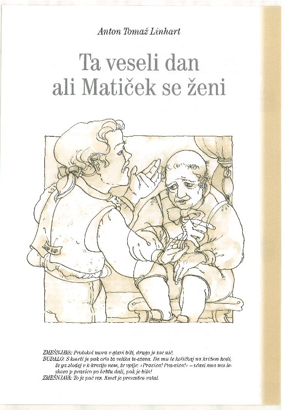 (PDF) Anton Tomaž Linhart: Ta veseli dan ali Matiček se ženi