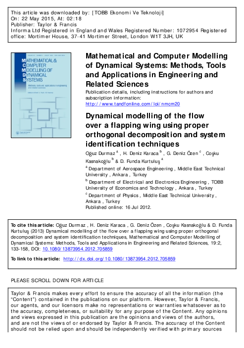 (PDF) Dynamical modelling of the flow over a flapping wing using proper orthogonal decomposition ...