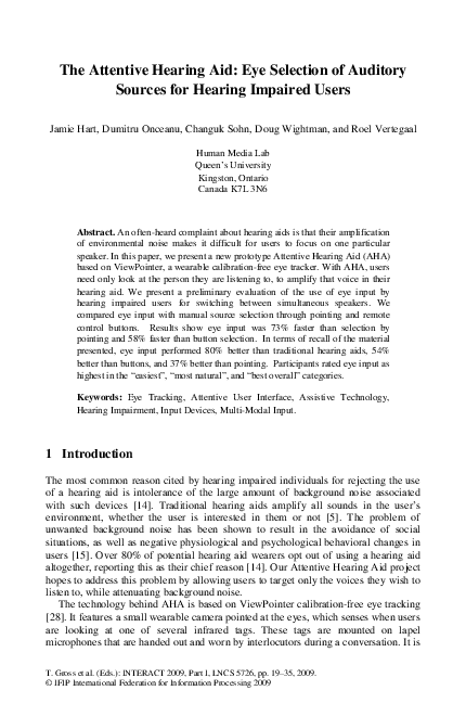 (PDF) The Attentive Hearing Aid: Eye Selection of Auditory Sources for ...