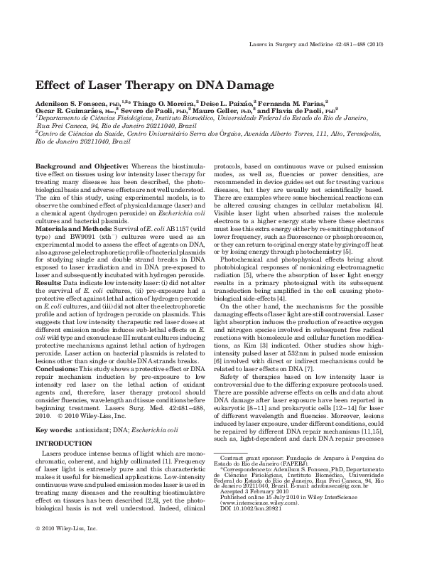 (PDF) Effect of laser therapy on DNA damage