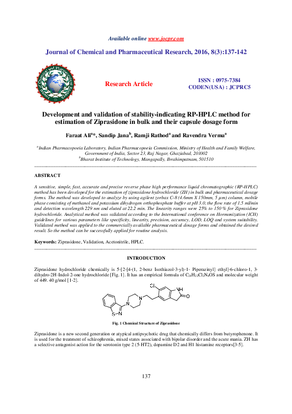 (PDF) Development and validation of stability-indicating RP-HPLC method for estimation of ...
