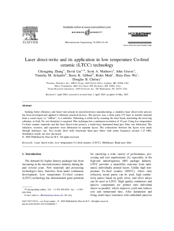 (PDF) Laser direct-write and its application in low temperature Co ...