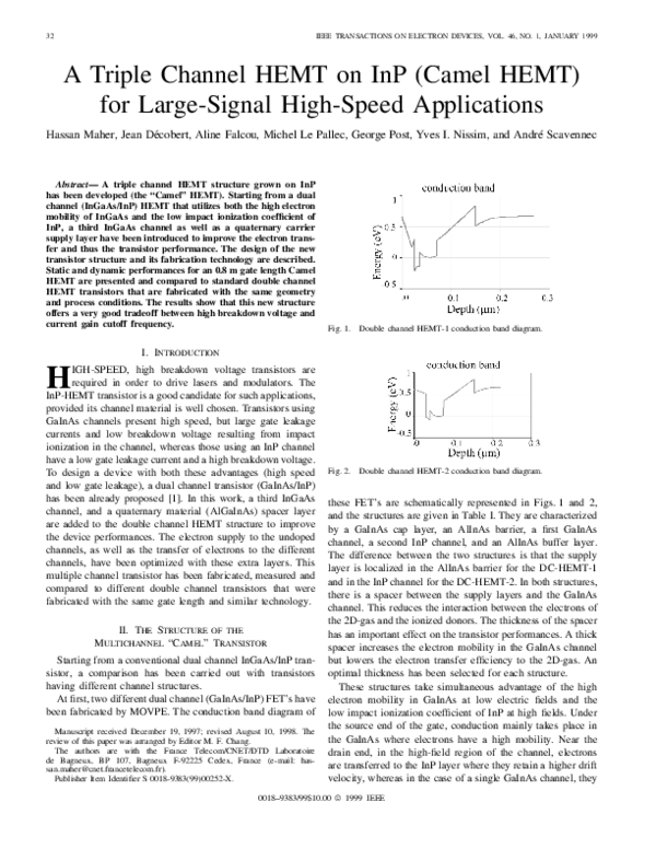 (PDF) A triple channel HEMT on InP (Camel HEMT) for large-signal high ...