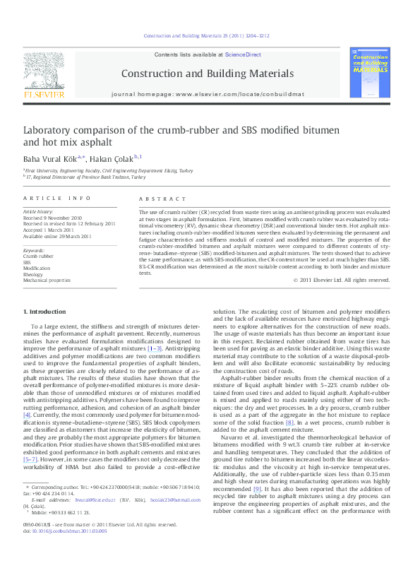 (PDF) Laboratory comparison of the crumb-rubber and SBS modified ...