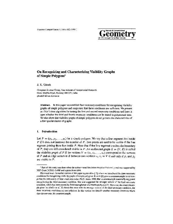 (PDF) On Recognizing and Characterizing Visibility Graphs of Simple Polygons