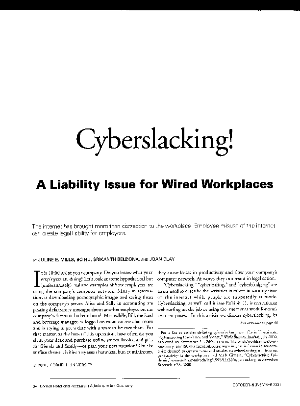 (PDF) Cyberslacking!: A Liability Issue for Wired Workplaces