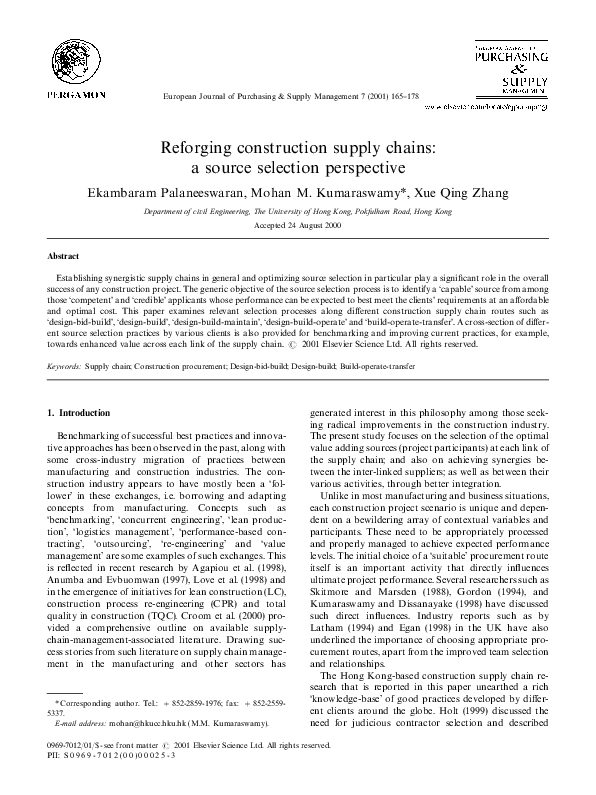 (PDF) Reforging construction supply chains