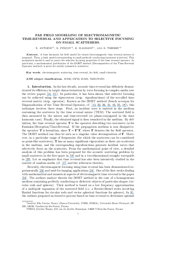 Pdf Far Field Modeling Of Electromagnetic Time Reversal And Application To Selective Focusing