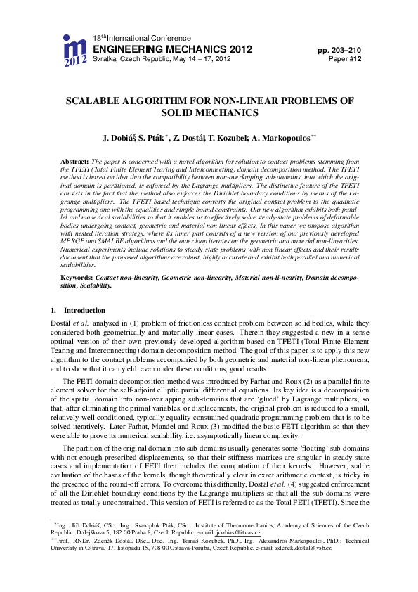 (PDF) Scalable algorithm for non-linear problems of solid mechanics