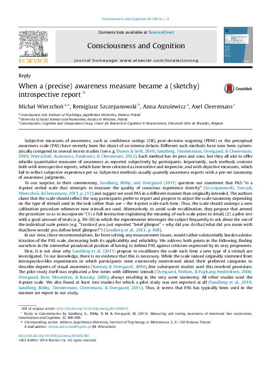 (PDF) When a (precise) awareness measure became a (sketchy ...