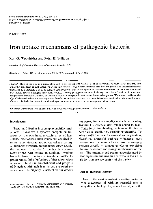 (PDF) Iron uptake mechanisms of pathogenic bacteria