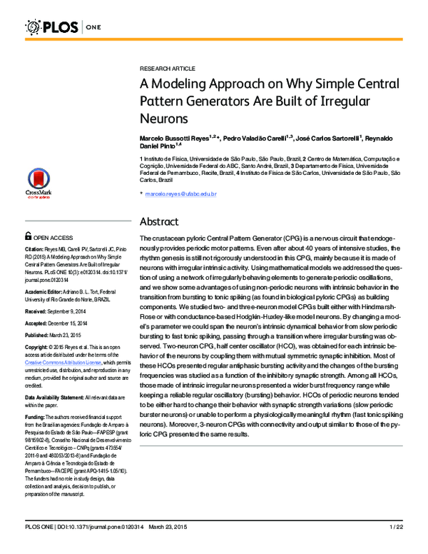 (PDF) A Modeling Approach on Why Simple Central Pattern Generators Are ...