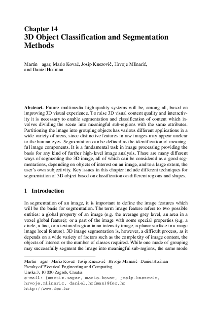 (PDF) 3D Object Classification and Segmentation Methods