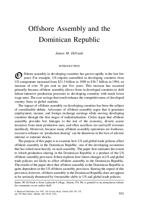 (PDF) Offshore Assembly and the Dominican Republic