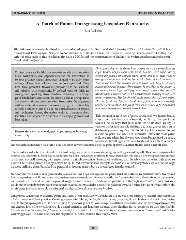 (PDF) A Touch of Paint: Transgressing Unspoken Boundaries