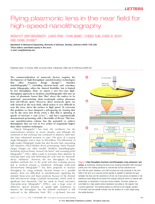(PDF) Flying plasmonic lens in the near field for high-speed ...