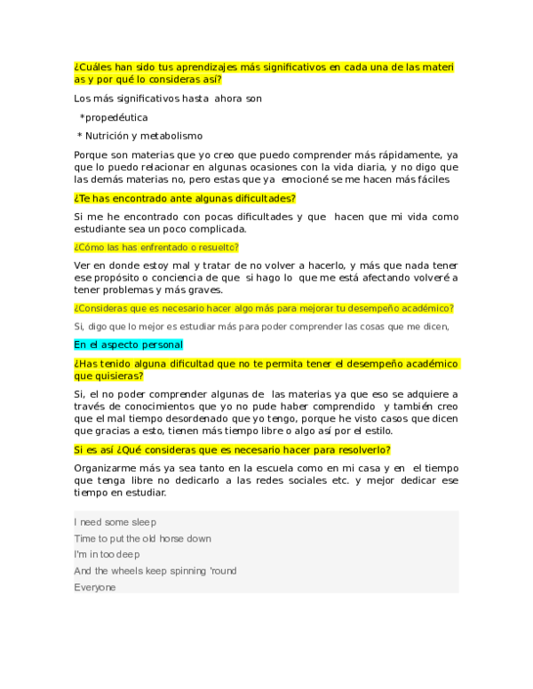 (DOC) Autorreflexion sobre mi aprendizaje