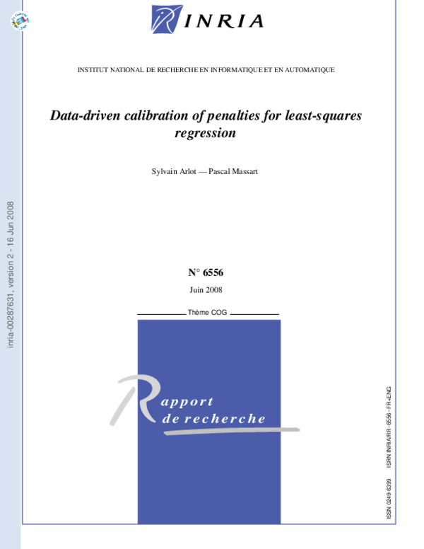 (PDF) Data-driven calibration of penalties for least-squares regression (PDF) Data-driven calibration of penalties for least-squares regression