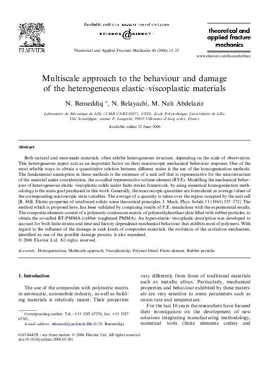 (PDF) Multiscale approach to the behaviour and damage of the heterogeneous elastic–viscoplastic ...