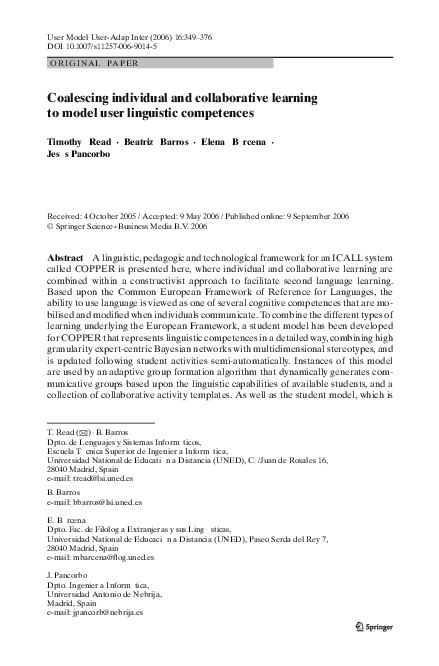 (PDF) Coalescing individual and collaborative learning to model user linguistic competences