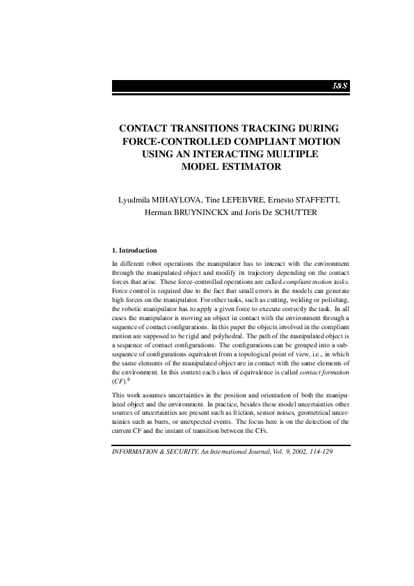 (PDF) Tracking Contact Transitions During Force-Controlled Compliant ...
