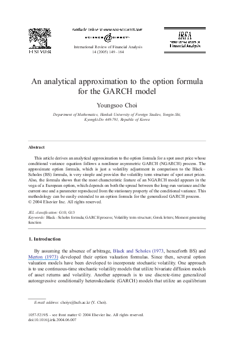 (PDF) An analytical approximation to the option formula for the GARCH model