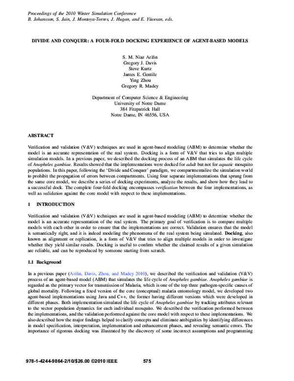 (PDF) Divide and conquer: A four-fold docking experience of agent-based models